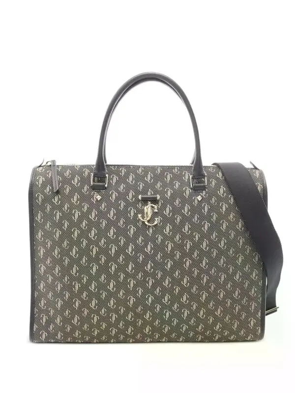 JIMMY CHOO Webb Jc Logo Jacquard Tote Bag - Black