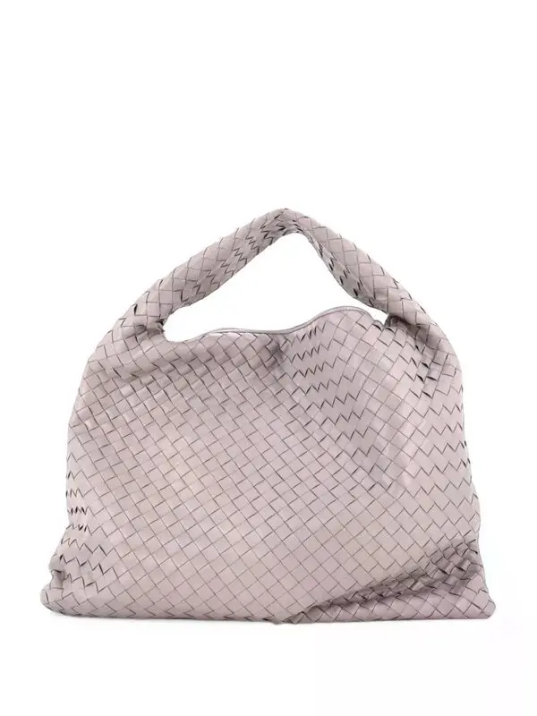 Bottega Veneta Hop Intrecciato Leather Large Hobo Bag - Grey