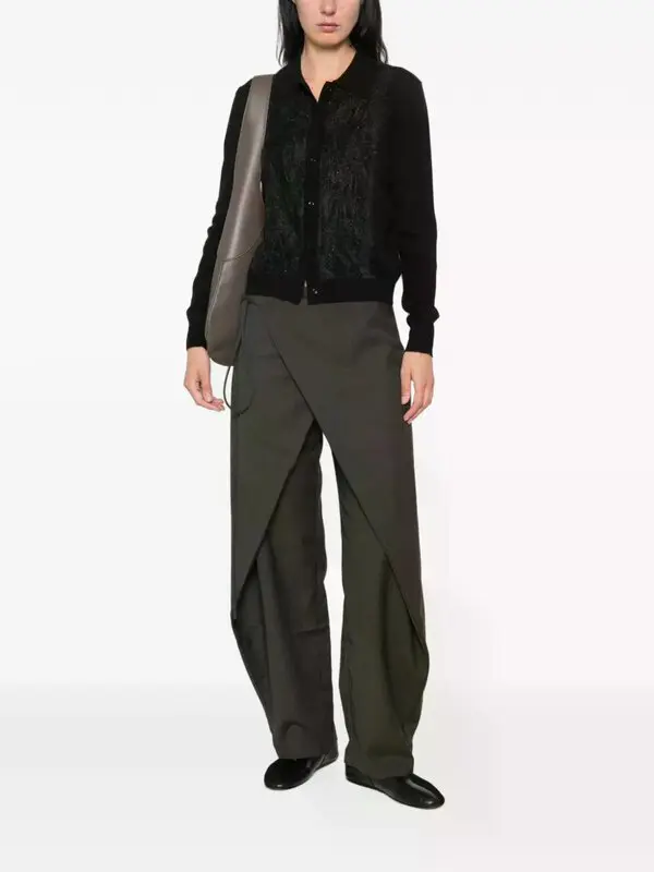 ERMANNO FIRENZE Lace-panelled Polo-collar Cardigan