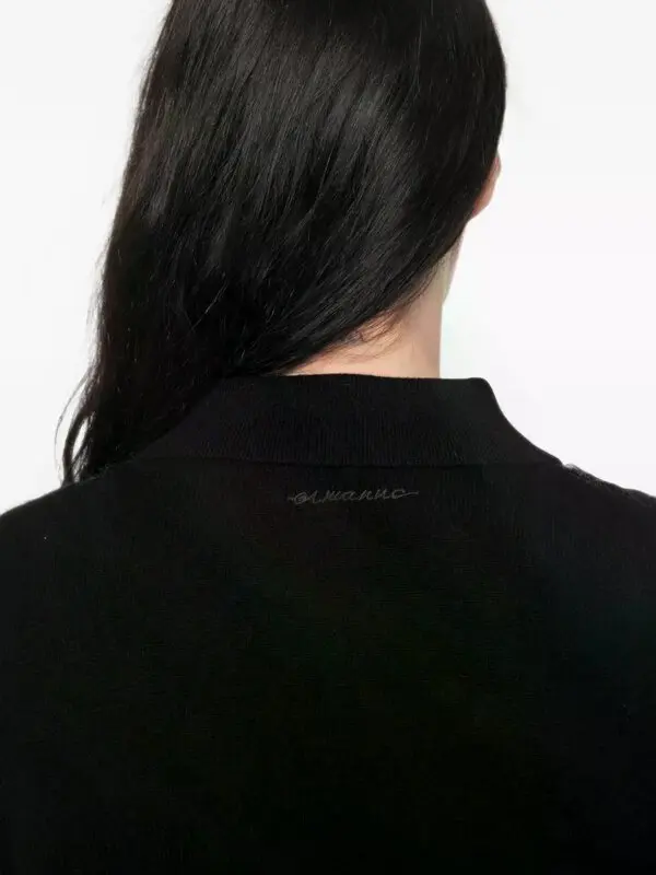 ERMANNO FIRENZE Lace-panelled Polo-collar Cardigan