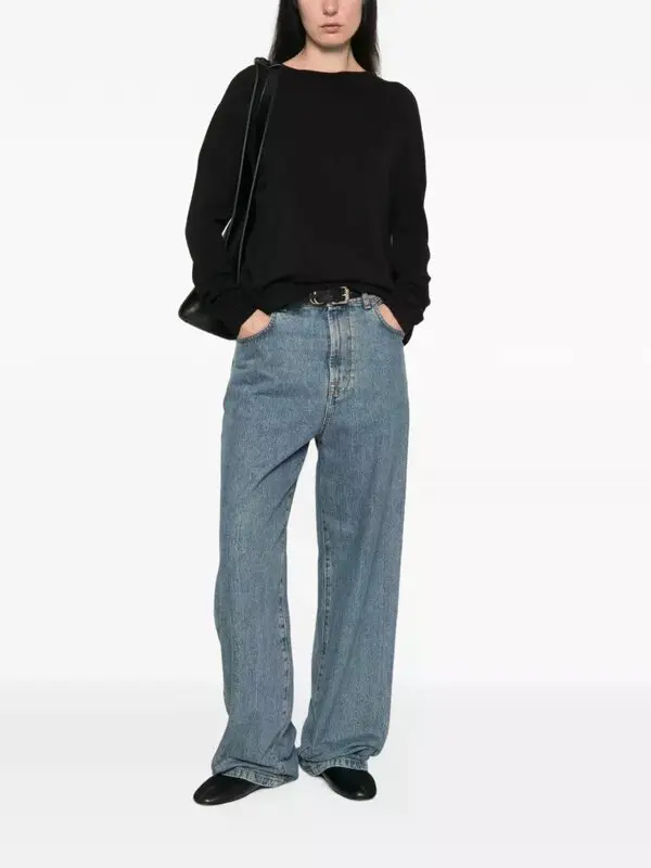 ERMANNO FIRENZE Lace-trimmed Ribbed-sleeve Sweater