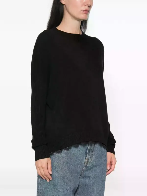 ERMANNO FIRENZE Lace-trimmed Ribbed-sleeve Sweater