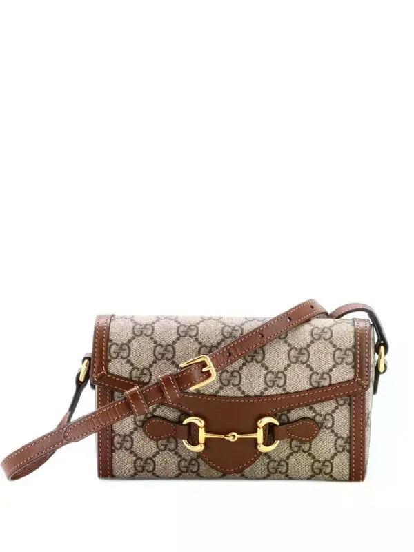 Gucci Horsebit 1955 Flap Gg Coated Canvas Mini Crossbody Bag - Brown
