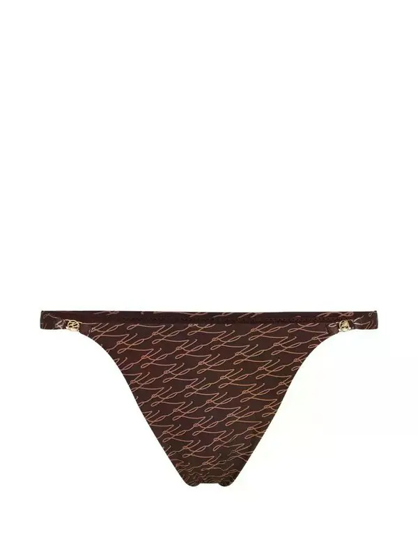 Karl Lagerfeld Autograph Cheeky Tanga Bikini Bottom - Brown