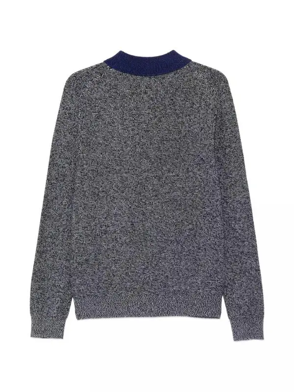 Paul Smith Marled-knit Long-sleeve Polo Shirt - Grey