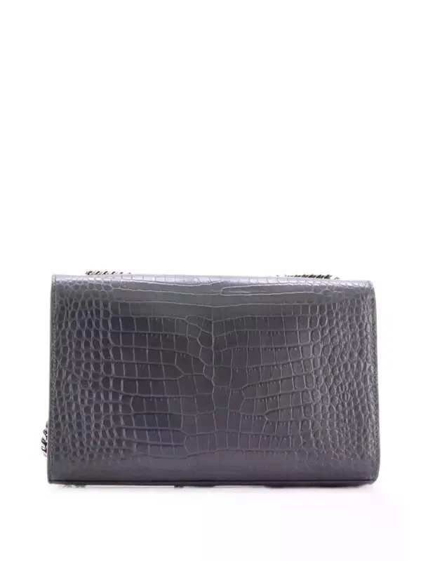 Saint Laurent Classic Monogram Tassel Crocodile Embossed Leather Medium Crossbody Bag
