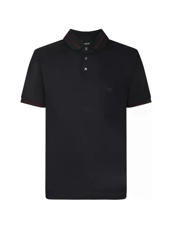 Emporio Armani Logo-embroidered Tipped Polo Shirt - Blue