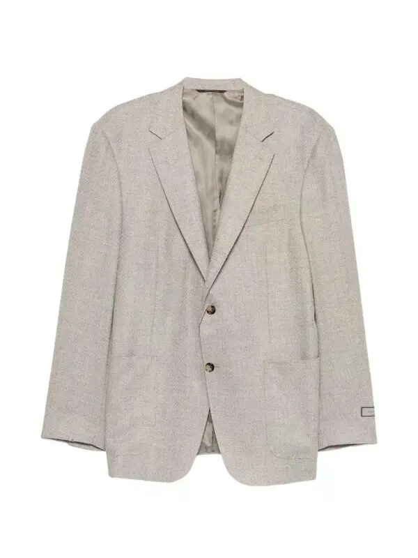 Canali Single-breasted Wool-blend Blazer - Grey