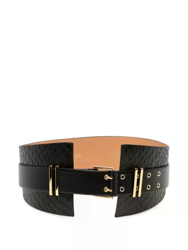 Elisabetta Franchi Snake-effect Buckled Belt - Black