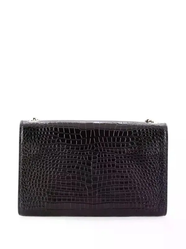 Saint Laurent Classic Monogram Tassel Crocodile Embossed Leather Medium Crossbody Bag - Black