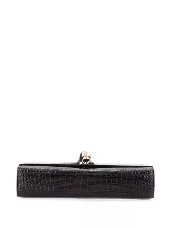 Saint Laurent Classic Monogram Tassel Crocodile Embossed Leather Medium Crossbody Bag - Black