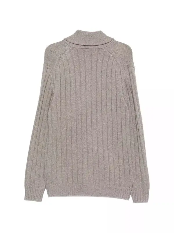 Brunello Cucinelli Ribbed Cashmere Cardigan - Grey