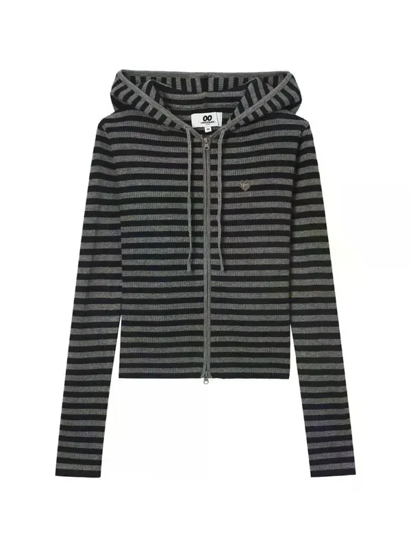 CHOCOOLATE Striped Zip-up Hoodie - Grey