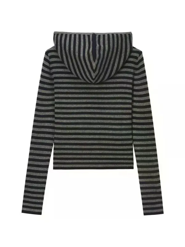 CHOCOOLATE Striped Zip-up Hoodie - Grey