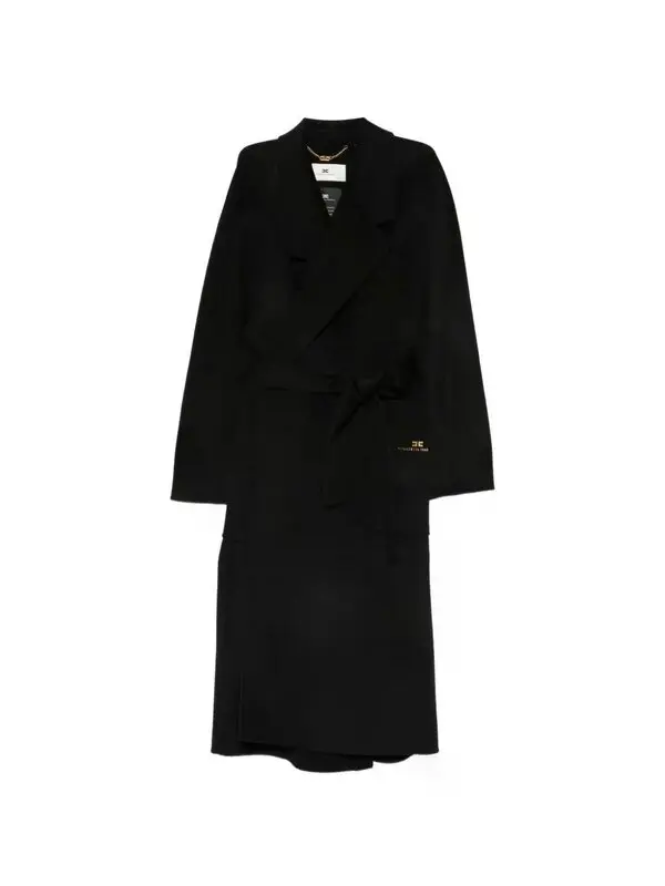 Elisabetta Franchi Belted Logo-plaque Coat - Black