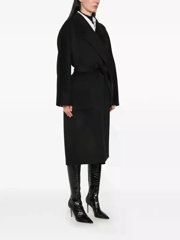 Elisabetta Franchi Belted Logo-plaque Coat - Black