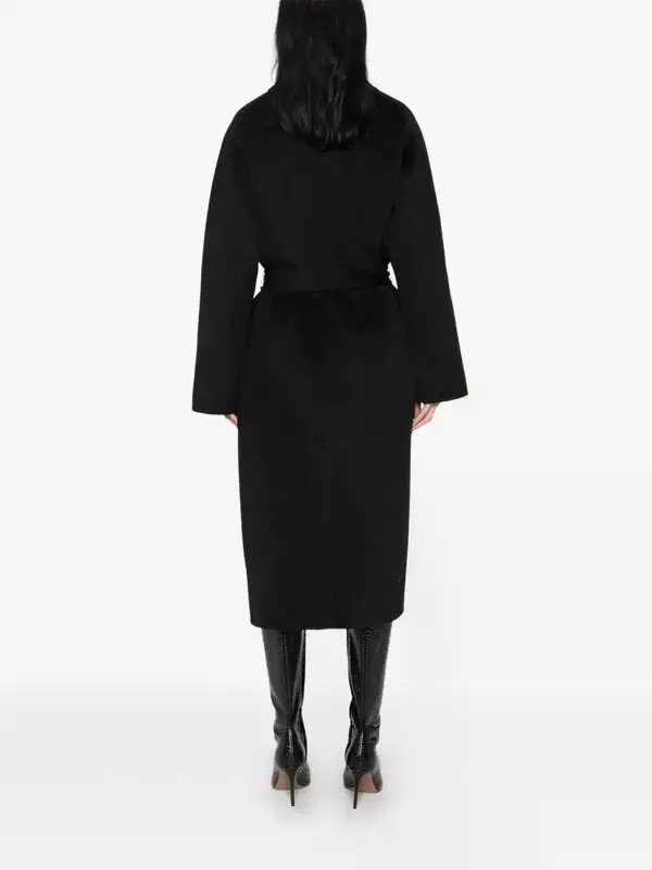 Elisabetta Franchi Belted Logo-plaque Coat - Black