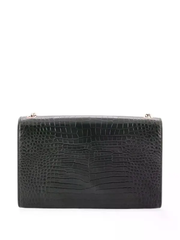 Saint Laurent Classic Monogram Tassel Crocodile Embossed Leather Medium Crossbody Bag - Green