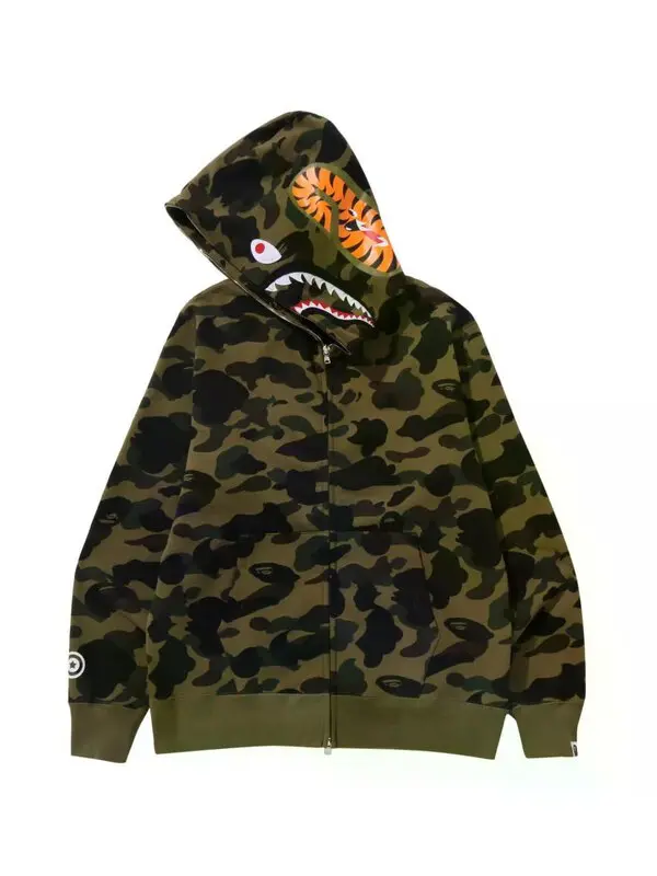 A BATHING APE 1st Camo Shark Full Zip Hoodie - Green