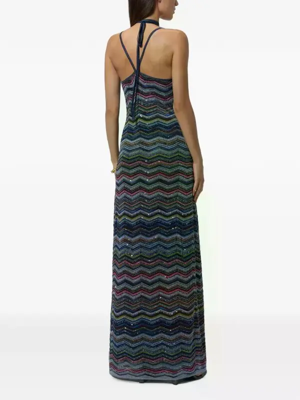Missoni Long Chevron Knit Dress With Braided Straps
