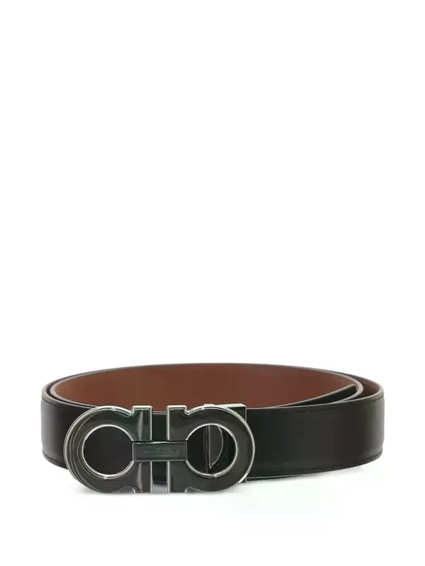 FERRAGAMO Reversible And Adjustable Gancini Belt - Black