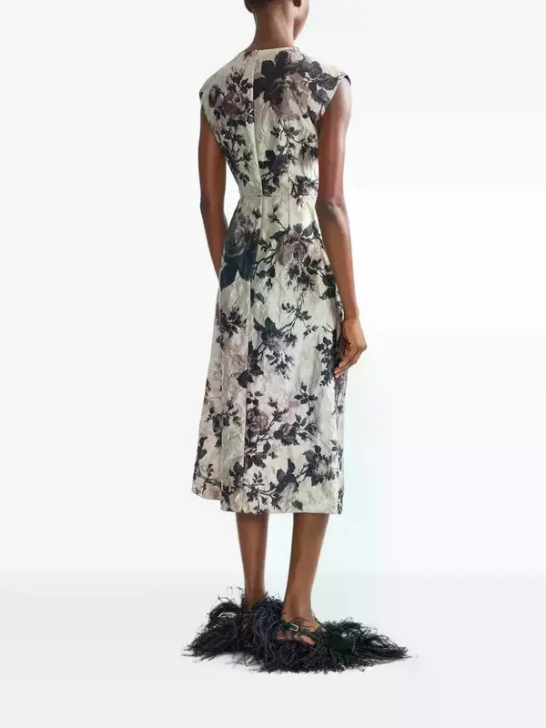 Erdem Floral-print Draped Midi Dress