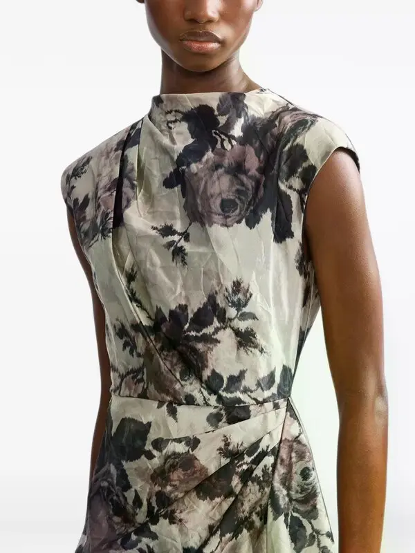 Erdem Floral-print Draped Midi Dress