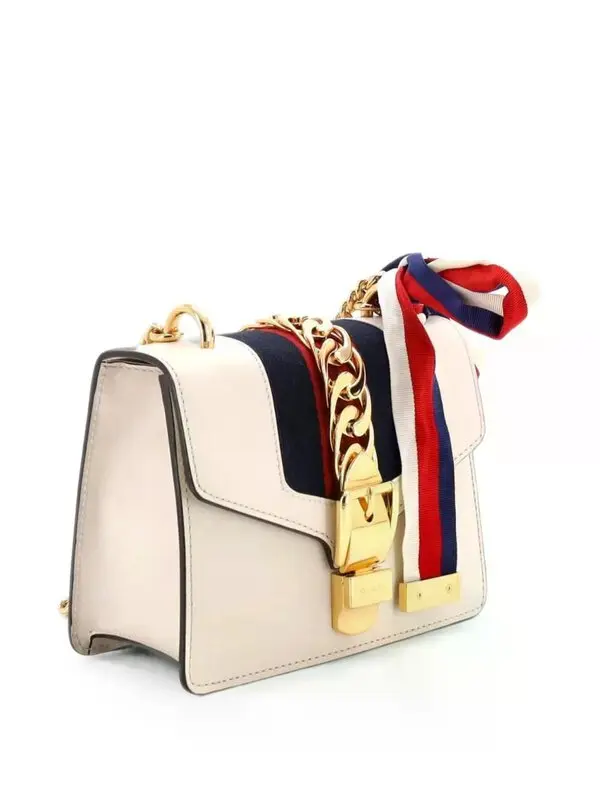 Gucci Sylvie Chain Shoulder Bag Leather Mini Crossbody Bag - Neutrals