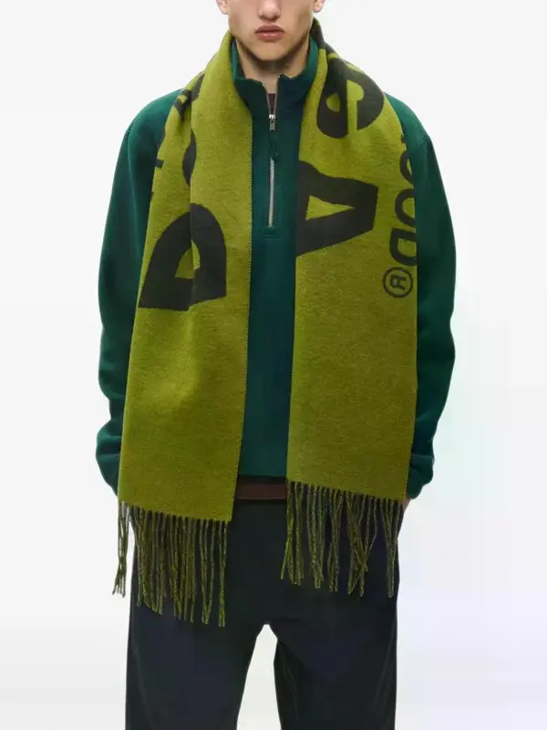Wood Wood Wwleon Logo-print Fringed Scarf