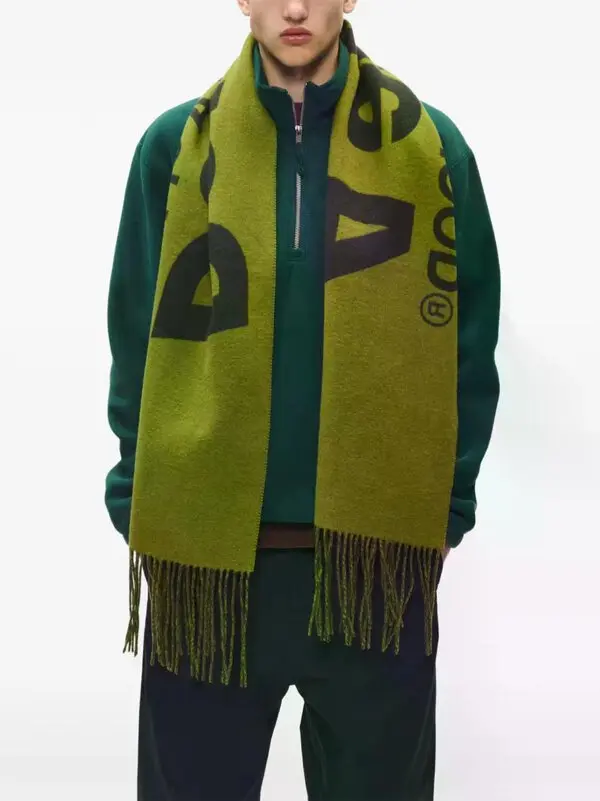 Wood Wood Wwleon Logo-print Fringed Scarf