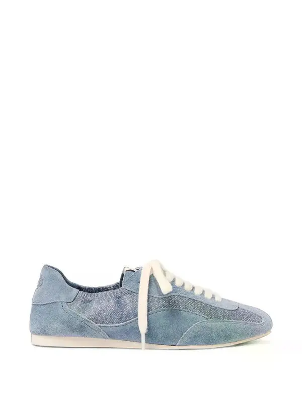 Simkhai Georgie Denim-print Leather Sneakers - Blue