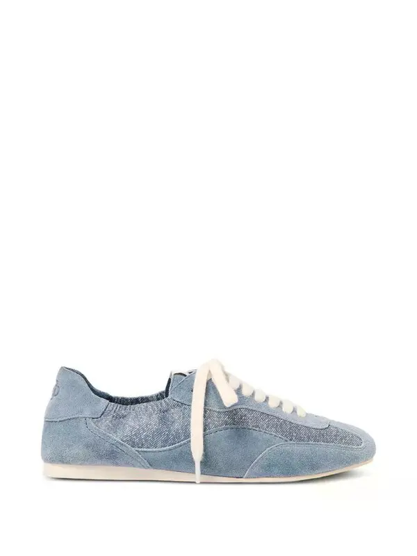 Simkhai Georgie Denim-print Leather Sneakers