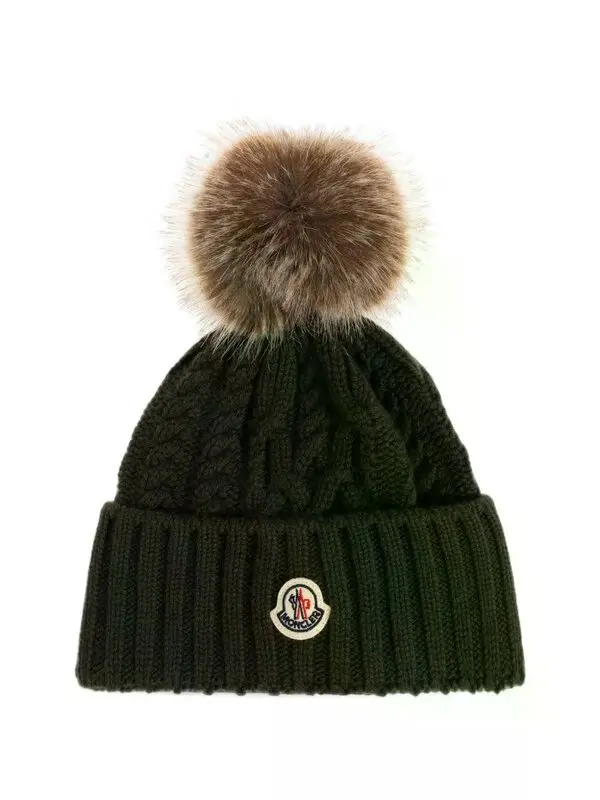 Moncler Wool & Cashmere-blend Beanie With Pom Pom - Green