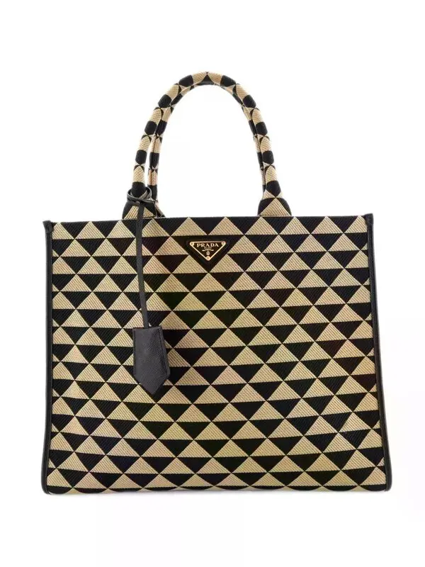 Prada Symbole Shopper Jacquard Large Tote Bag - Neutrals