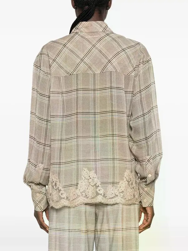 ERMANNO FIRENZE Check Lace-trim Shirt
