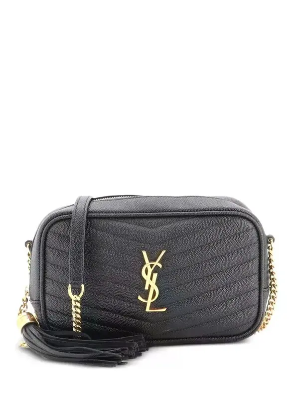 Saint Laurent Lou Camera Bag Matelasse Chevron Leather Mini Cross Body Bag - Black