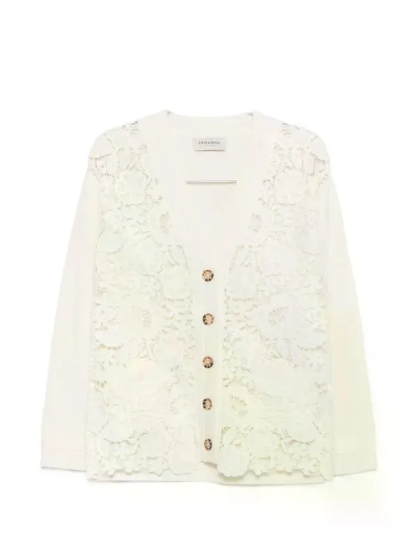 ERMANNO FIRENZE Lace-panelled Cardigan