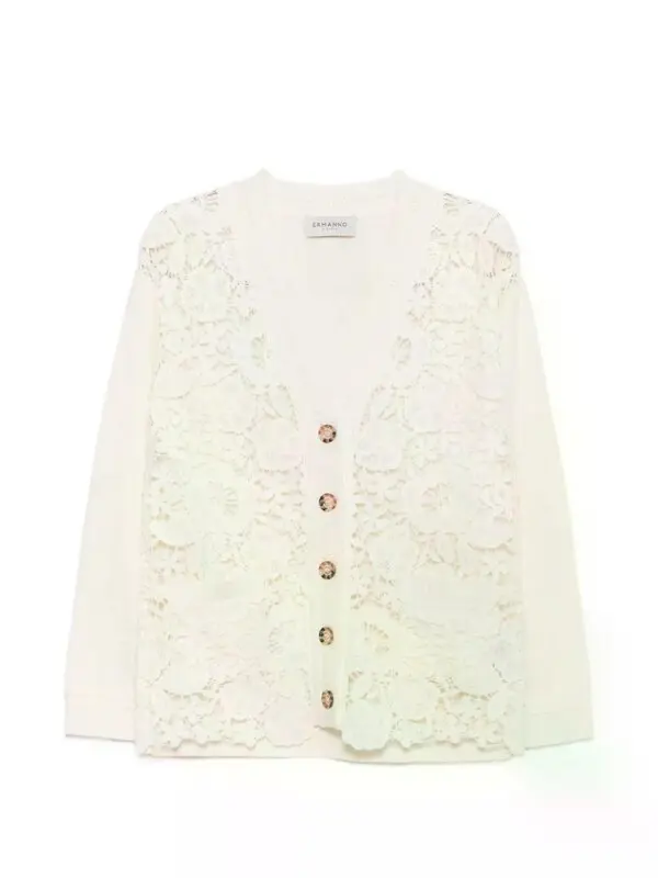 ERMANNO FIRENZE Lace-panelled Cardigan