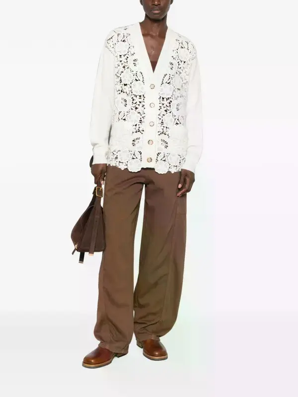 ERMANNO FIRENZE Lace-panelled Cardigan