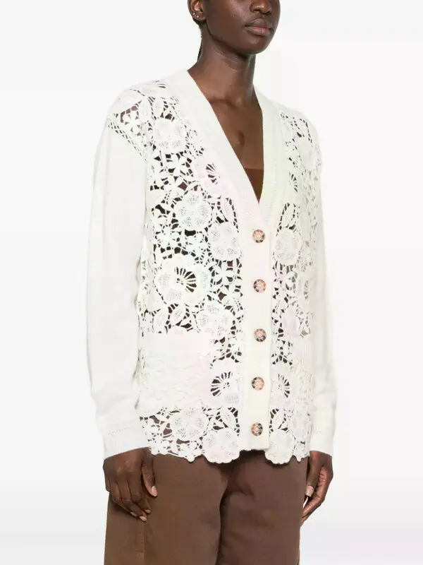 ERMANNO FIRENZE Lace-panelled Cardigan