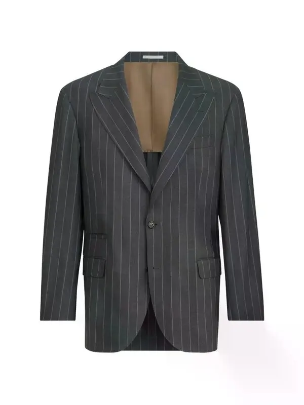 Brunello Cucinelli Chalk-stripe Tailor Blazer - Grey