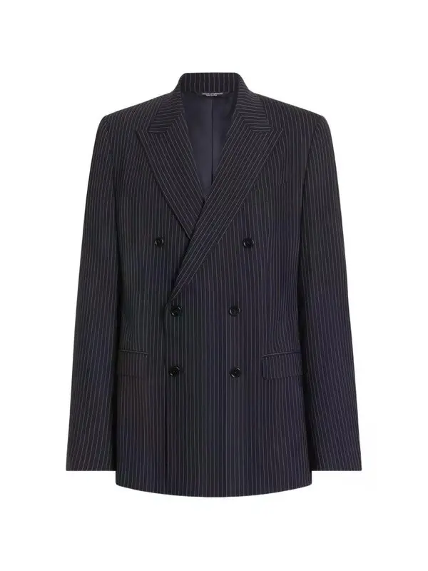 Dolce & Gabbana Martini Light Double-breasted Pinstriped Wool Jacket