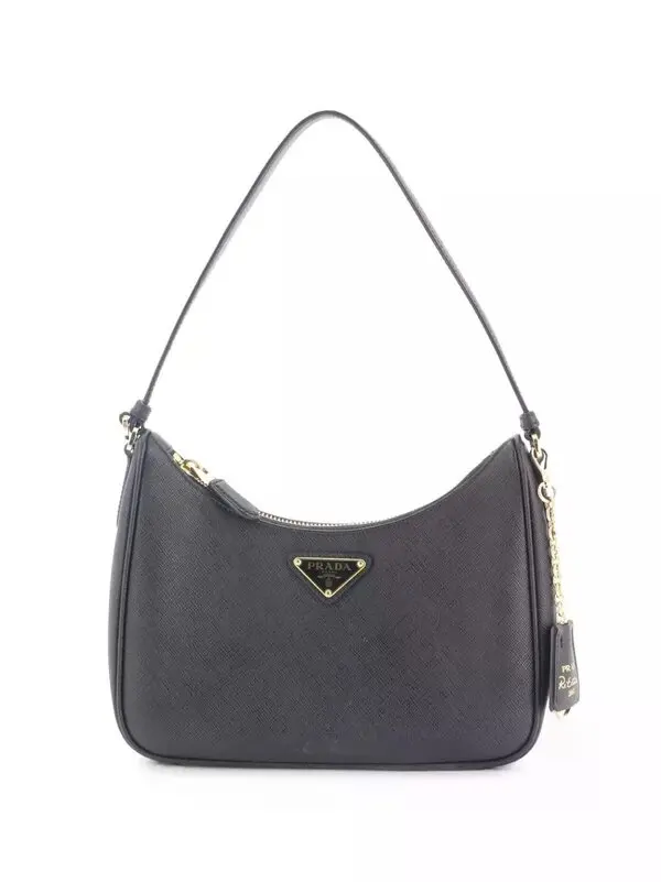 Prada Saffiano Leather Mini Hobo Bag - Black