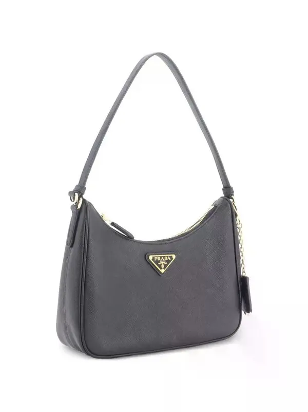 Prada Saffiano Leather Mini Hobo Bag - Black