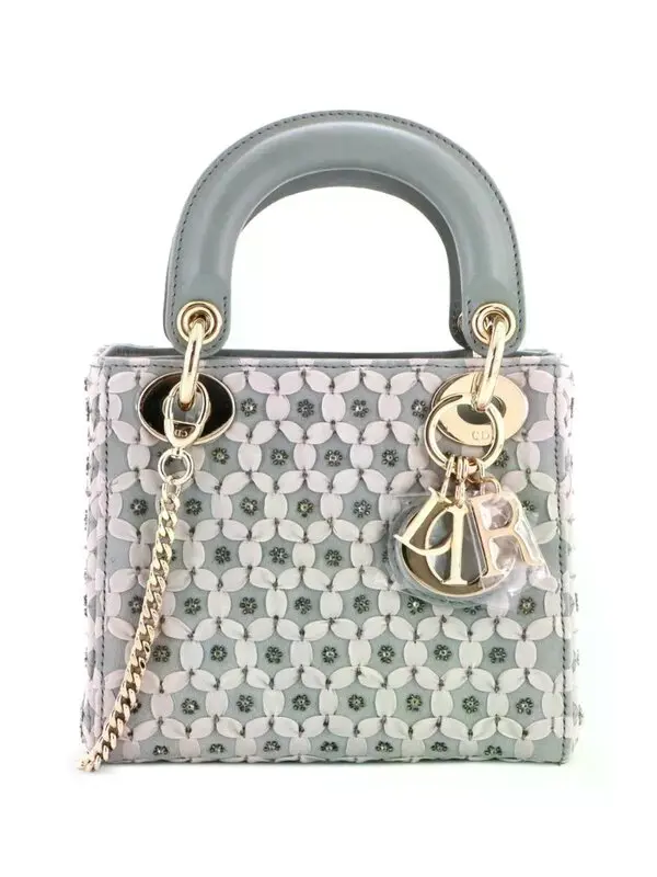 Dior Embellished Satin Mini Satchel - Grey