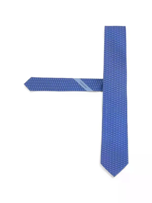 FERRAGAMO Gancini-print Silk Tie