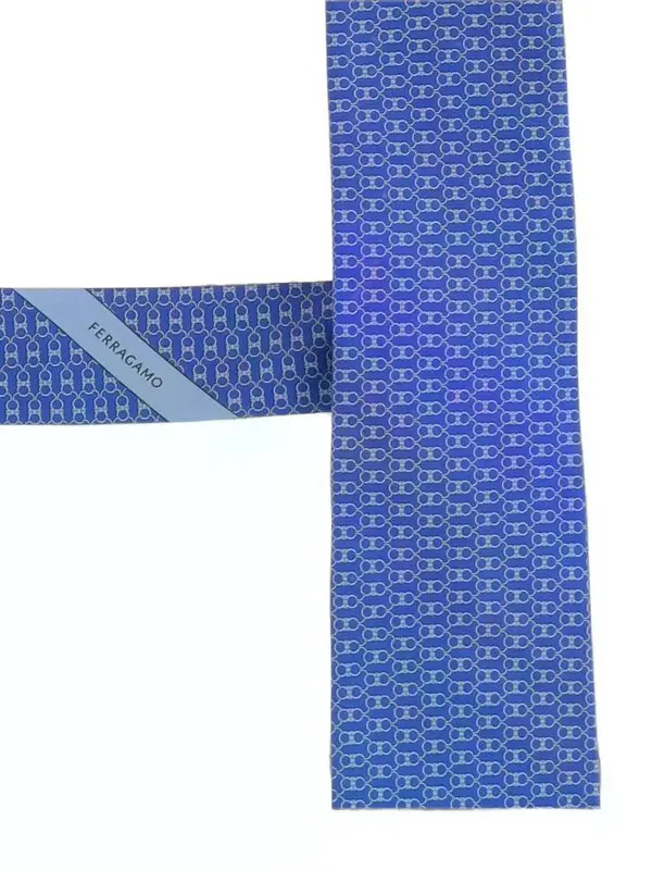 FERRAGAMO Gancini-print Silk Tie