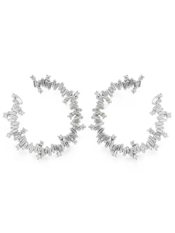 SUZANNE KALAN Fireworks Diamond Spiral-hoop Earrings