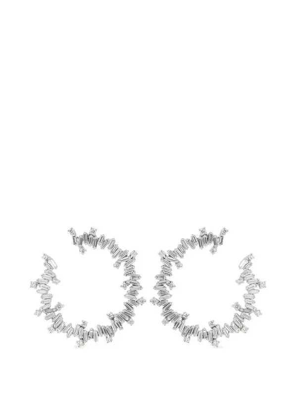 SUZANNE KALAN Fireworks Diamond Spiral-hoop Earrings - Silver