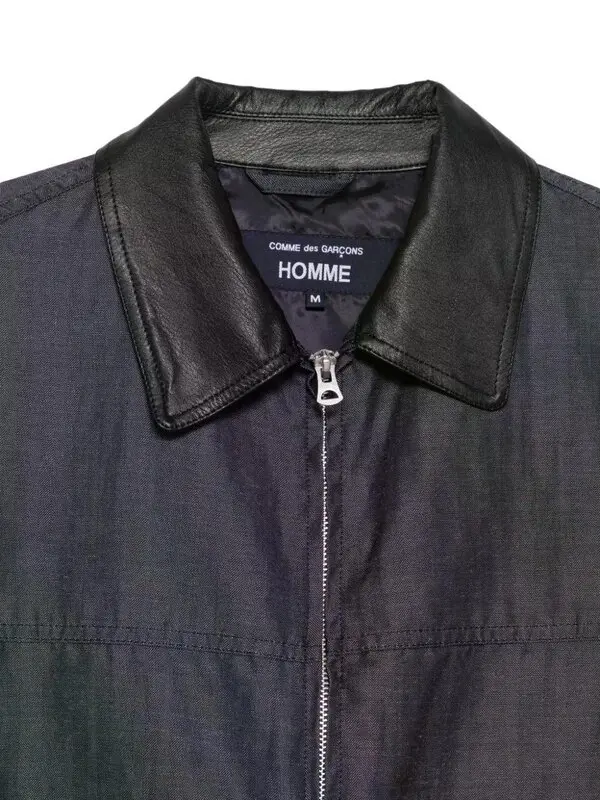 Comme Des Garçons Leather-collar Herringbone Jacket